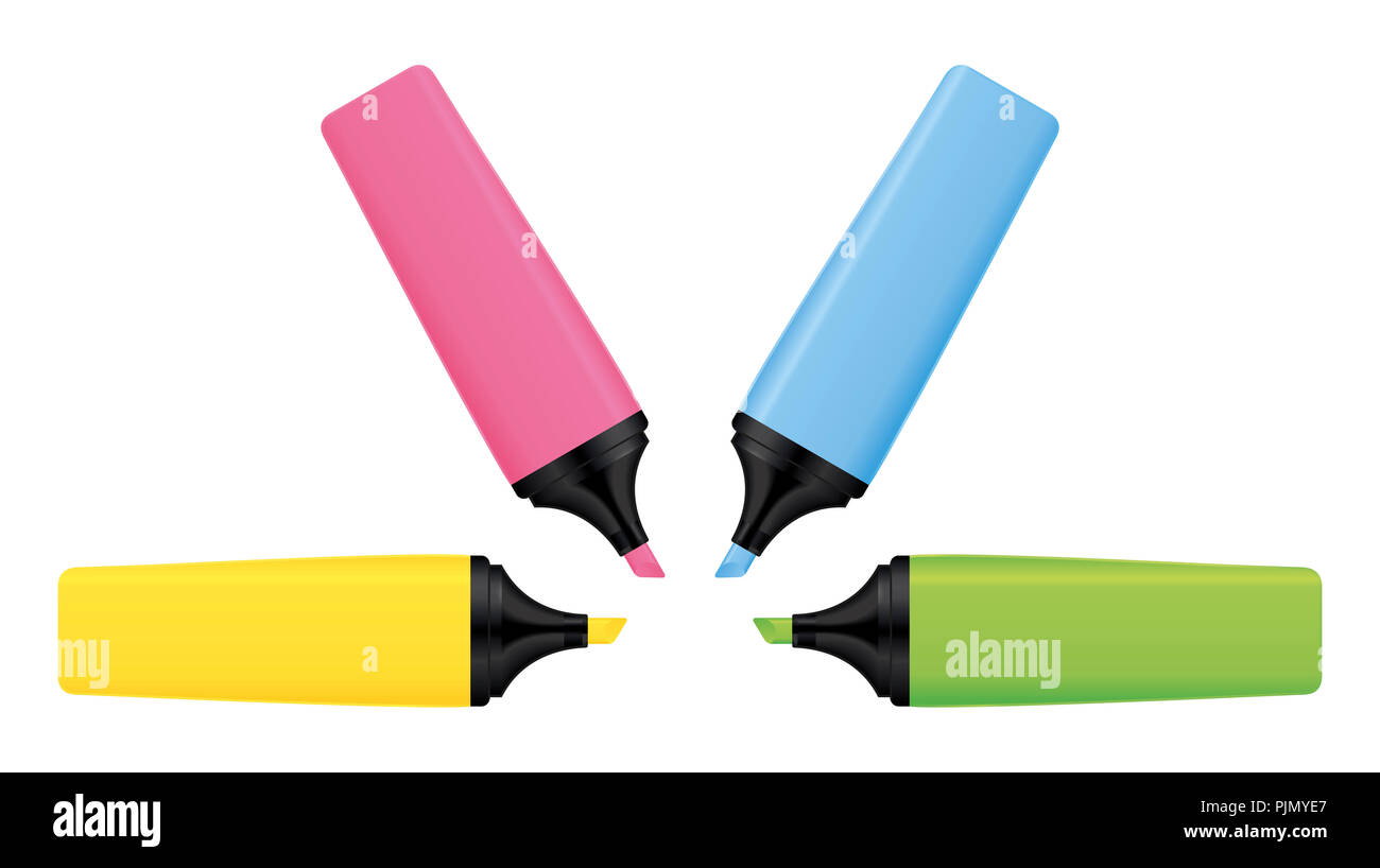 An image of four neon text marker Stock Photo - Alamy