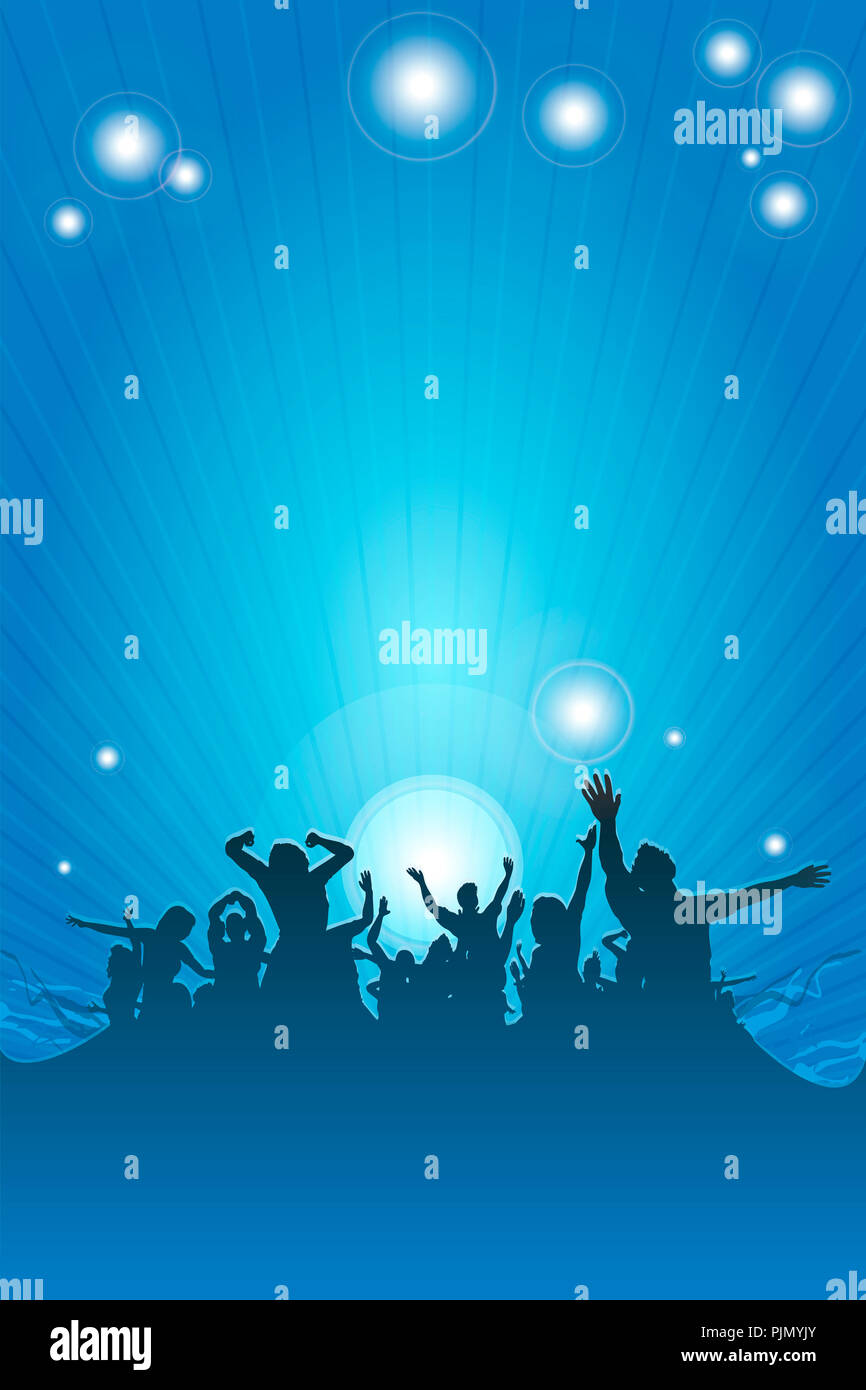 dancing happy people having fun background in blue Stock Photo - Alamy