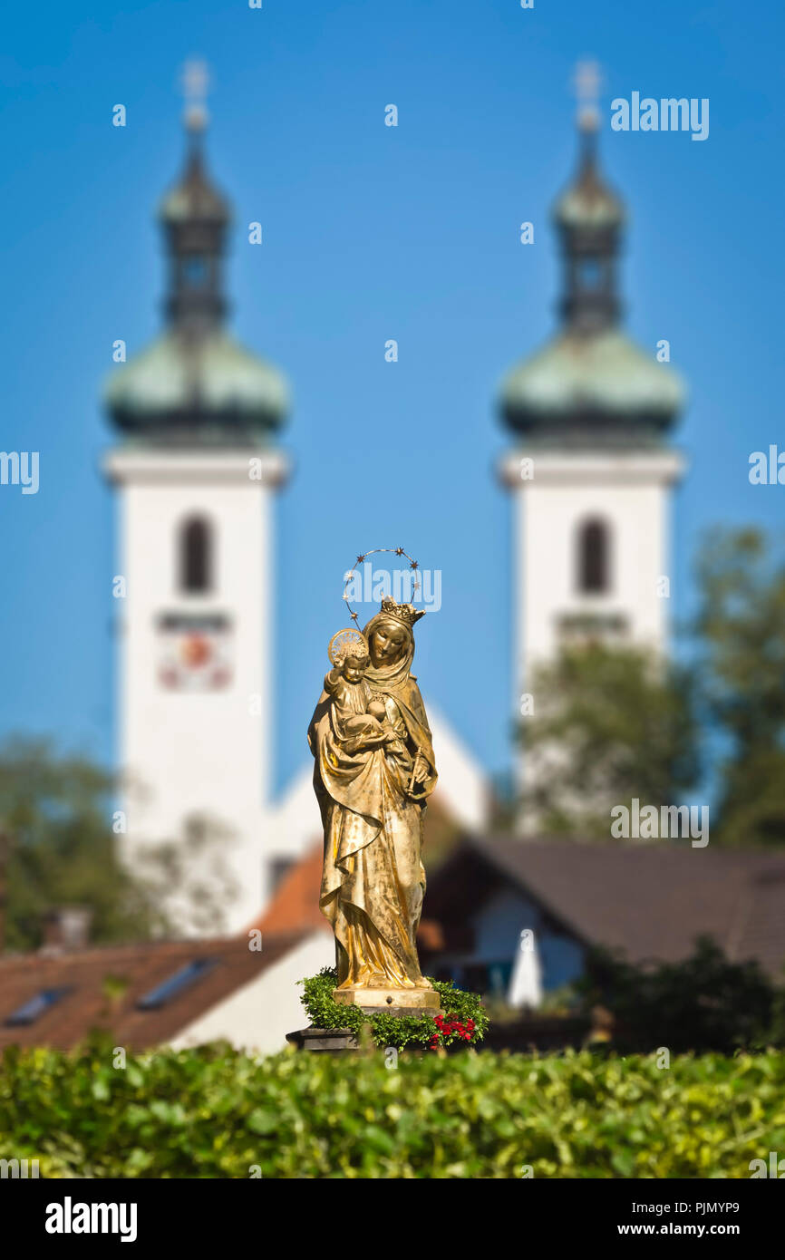The beautiful golden Maria Statue in Tutzing Bavaria Germany Stock ...