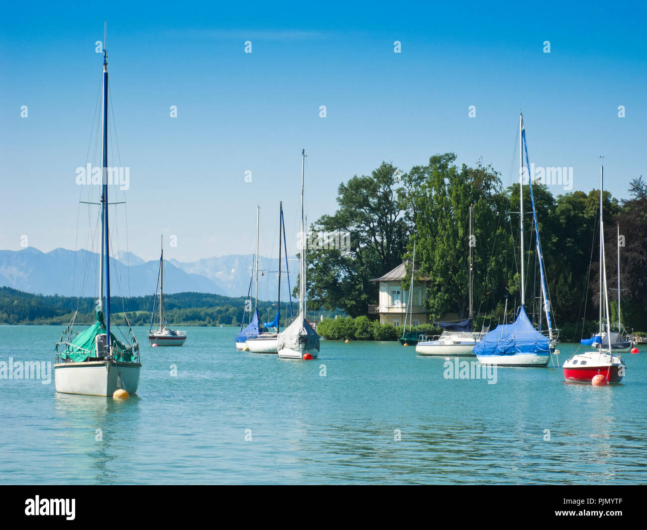 Boats in Tutzing Lake Starnberg in Bavaria Germany Stock Photo - Alamy