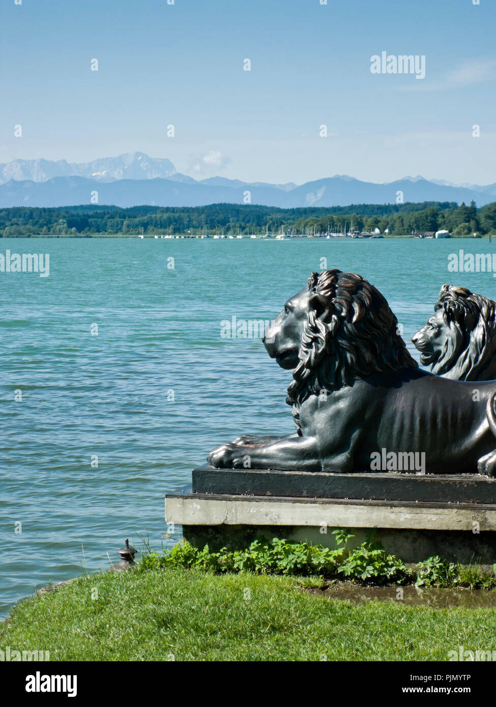 Lions at lake Starnberg Tutzing Bavaria Germany Stock Photo - Alamy