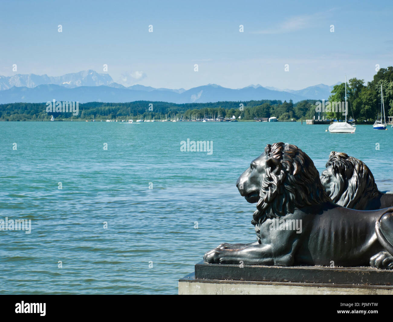Lions at lake Starnberg Tutzing Bavaria Germany Stock Photo - Alamy