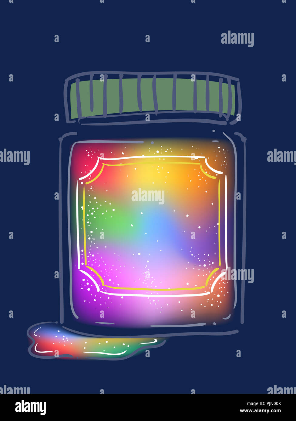 Illustration of Rainbow Colored Ink Inside a Glass Container or Jar ...