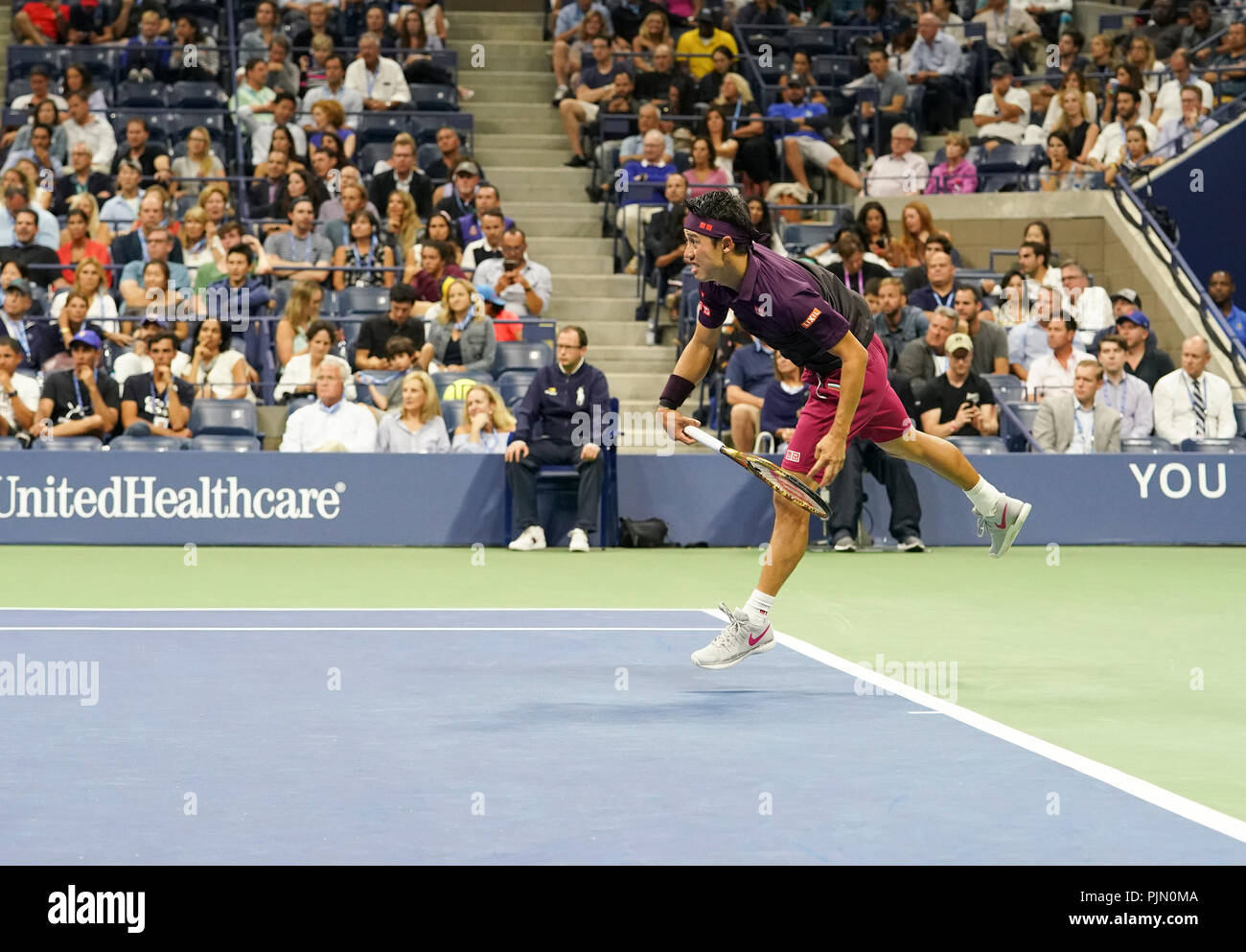 New York, United States. 07th Sep, 2018. Kei Nishikori of Japan serves ...