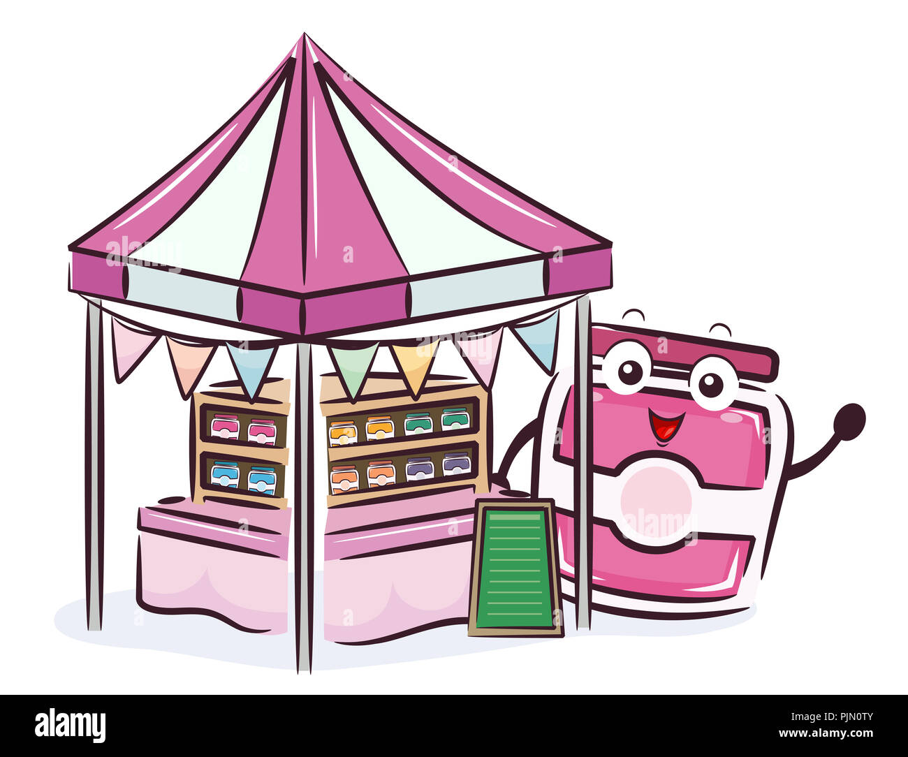 Illustration of a Street Vendor Fruit Jam Mascot Selling Jars of Jams ...