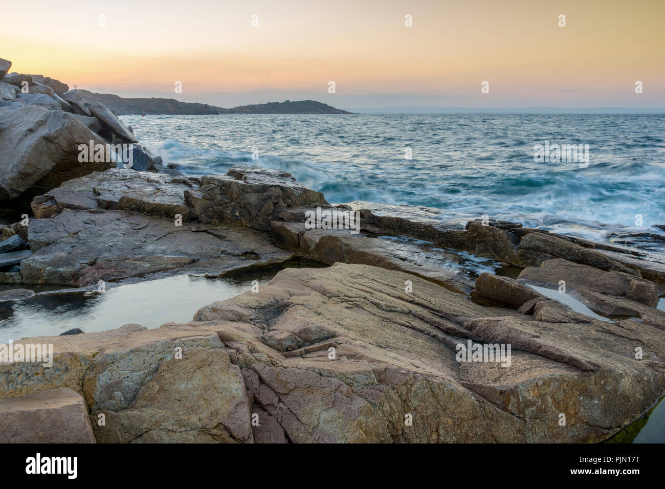 Amazing Sunset view of coastline of village of Chernomorets, Burgas ...