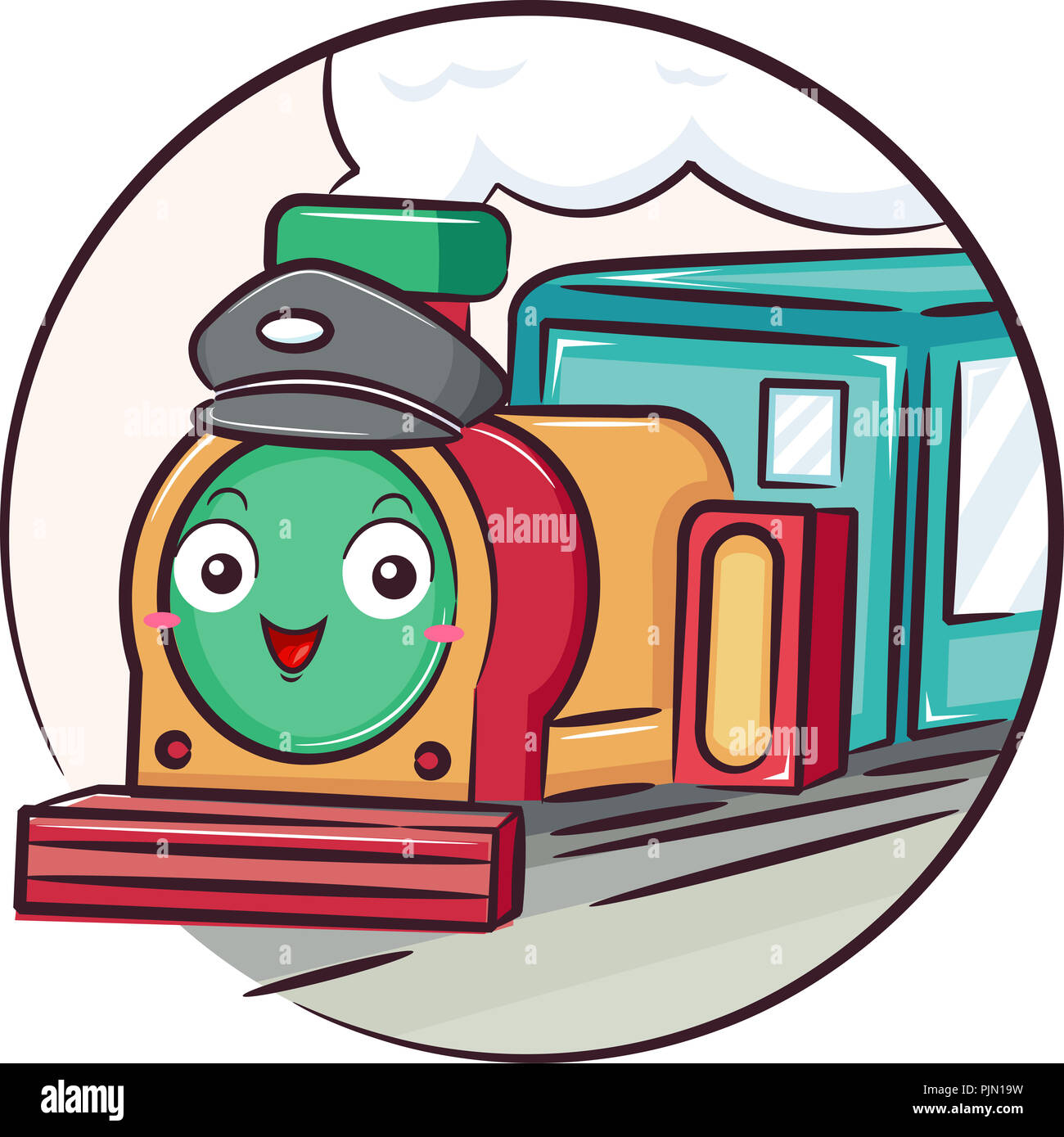 Comic illustration cartoon railway locomotive hi-res stock photography ...