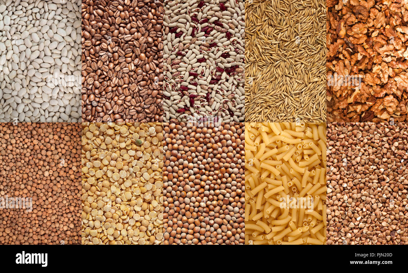 collection of different beans and seeds as a background Stock Photo - Alamy