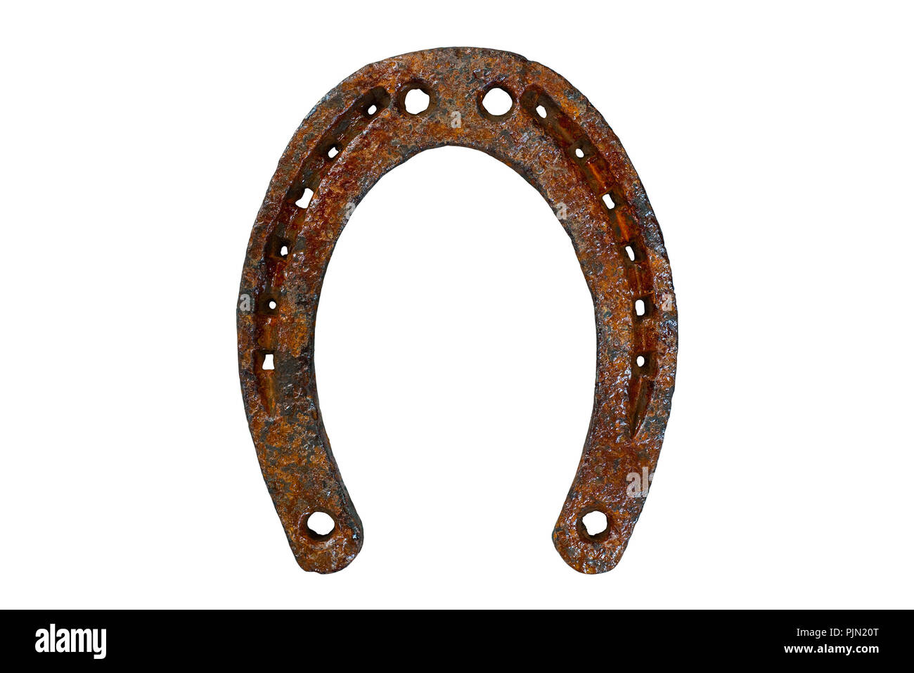 old rusty horseshoe isolated on white background Stock Photo - Alamy