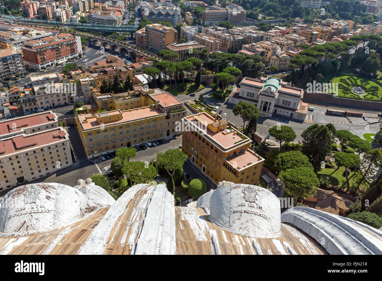 Amazing panoramic view to Vatican and city of Rome from dome of St ...