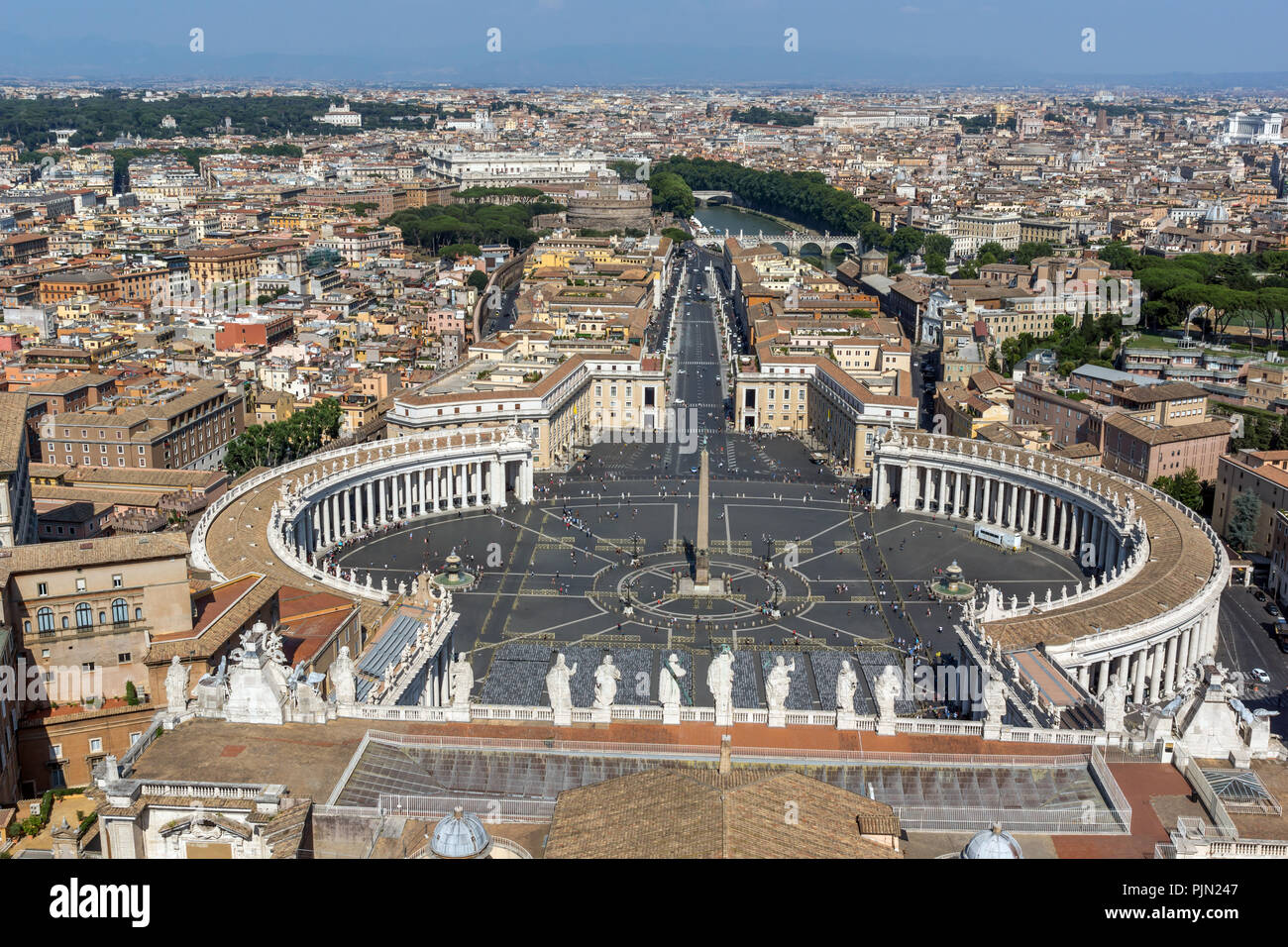 Amazing panoramic view to Vatican and city of Rome from dome of St ...