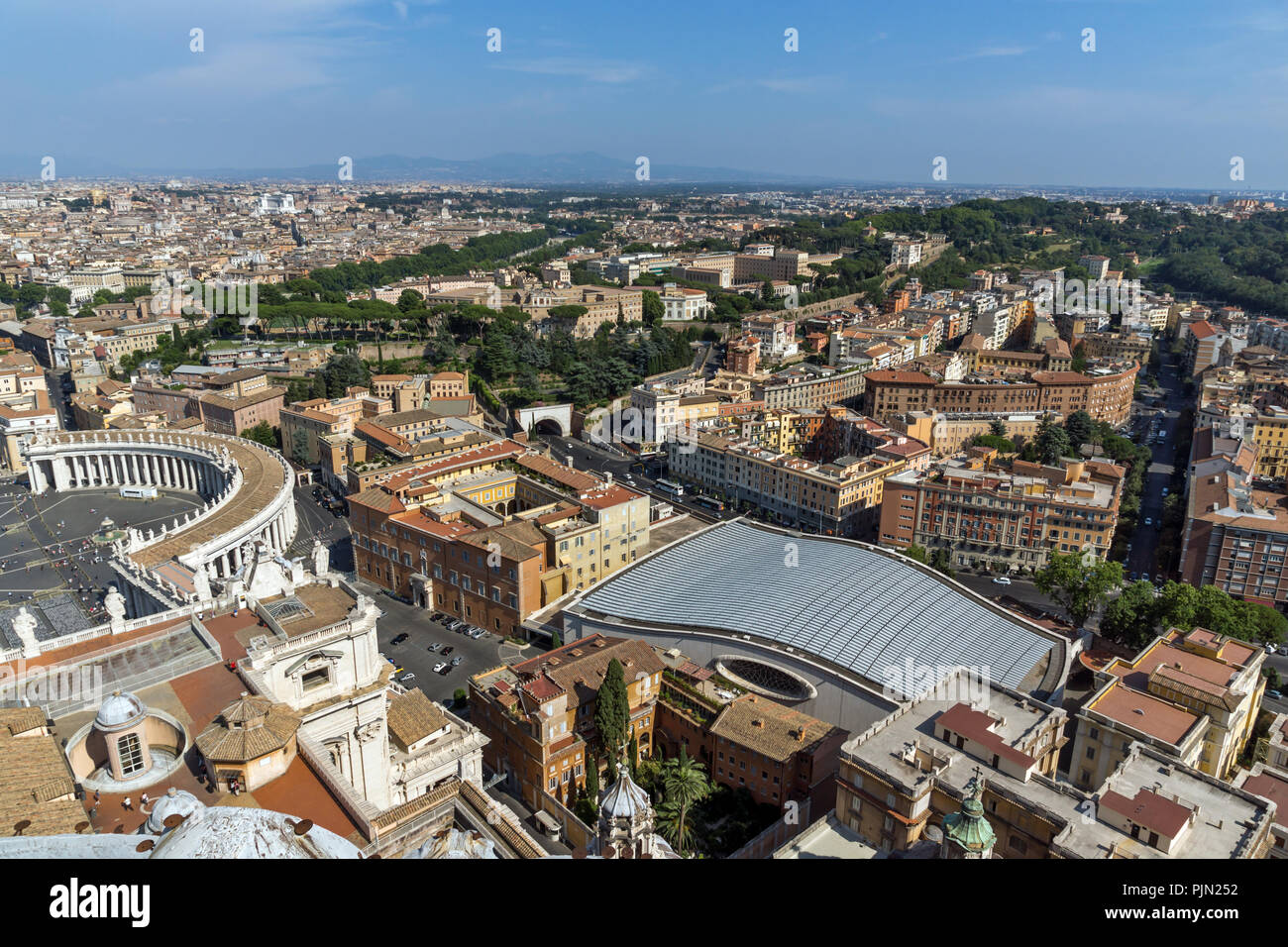 Amazing panoramic view to Vatican and city of Rome from dome of St. Peter's Basilica, Italy ...