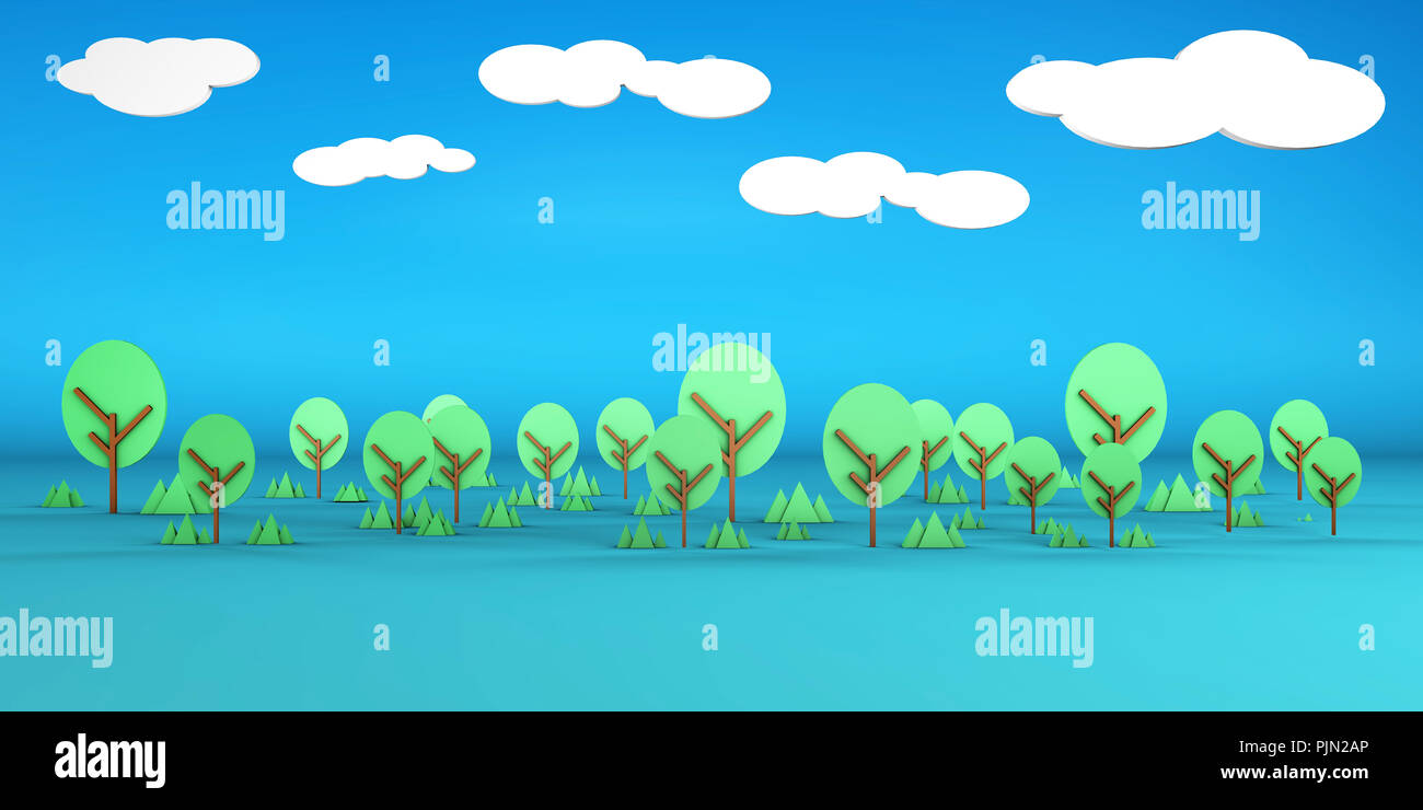 Simple Nature Landscape as 3D Illustration Render Stock Photo - Alamy