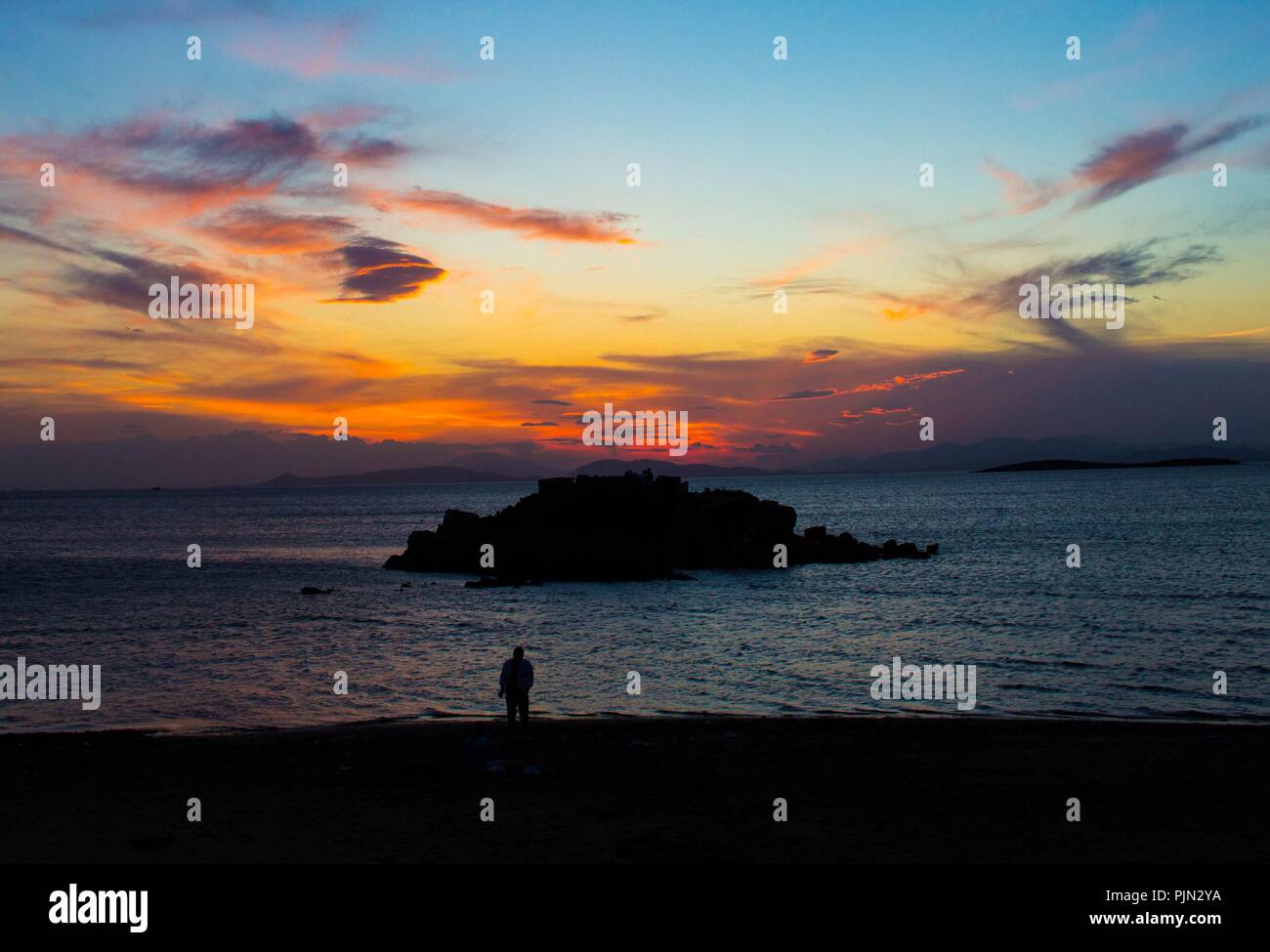 Sunset in Greece Stock Photo - Alamy