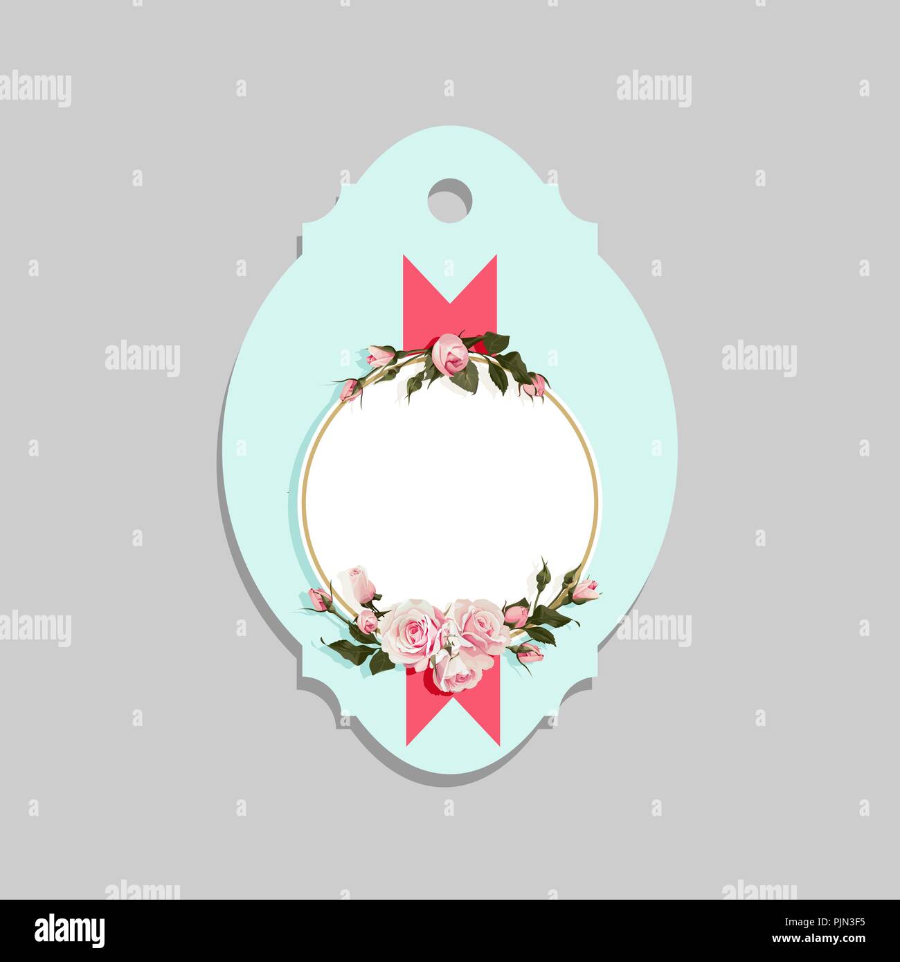 Flowered Gift Tag Shapes vector clip art isolated luggage tag with ...