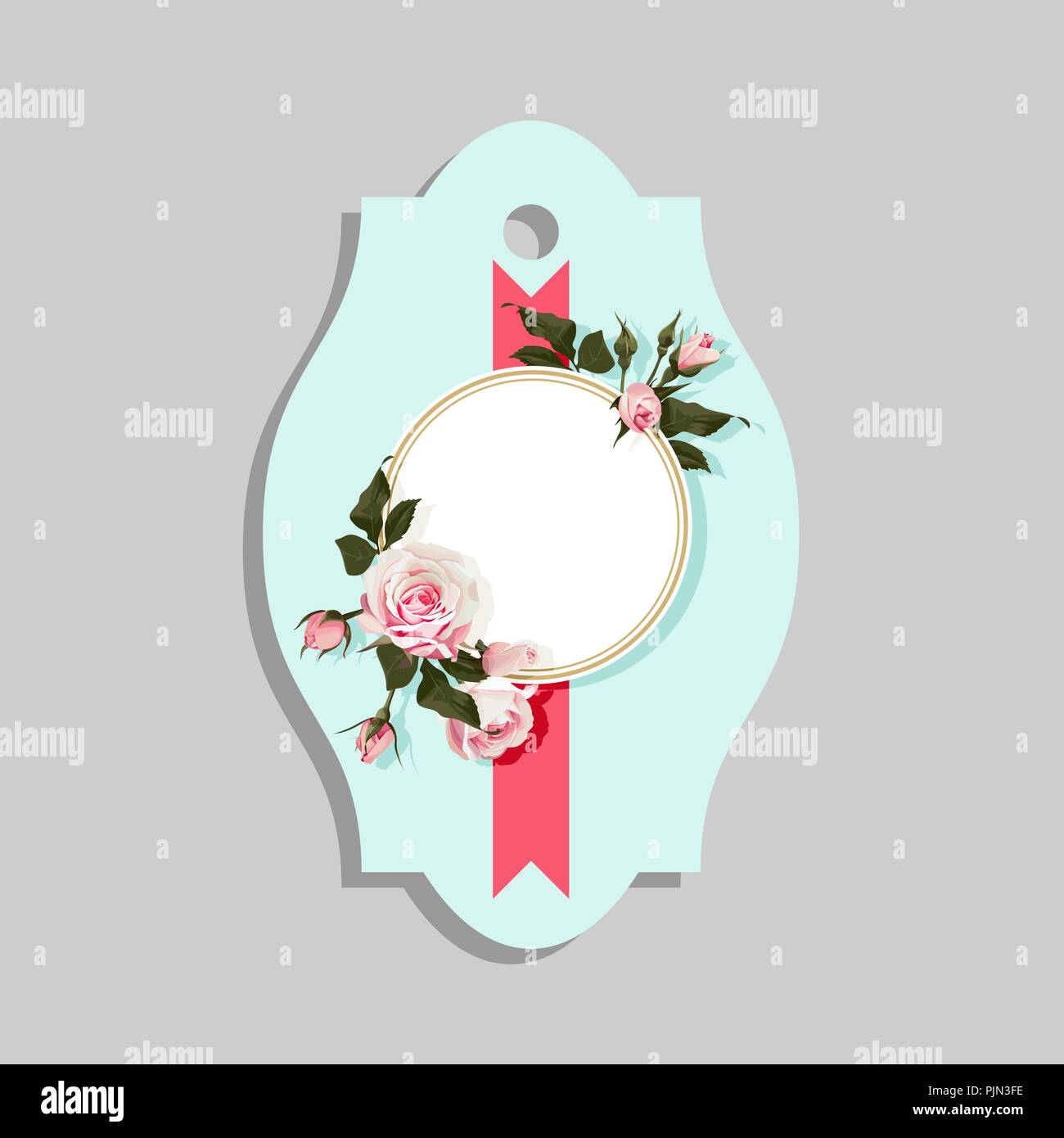 Flowered Gift Tag Shapes vector clip art isolated luggage tag with ...