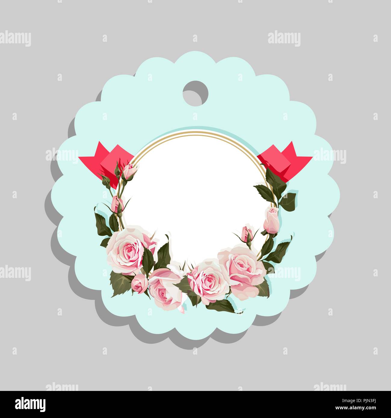 Flowered Gift Tag Shapes vector clip art isolated luggage tag with ...