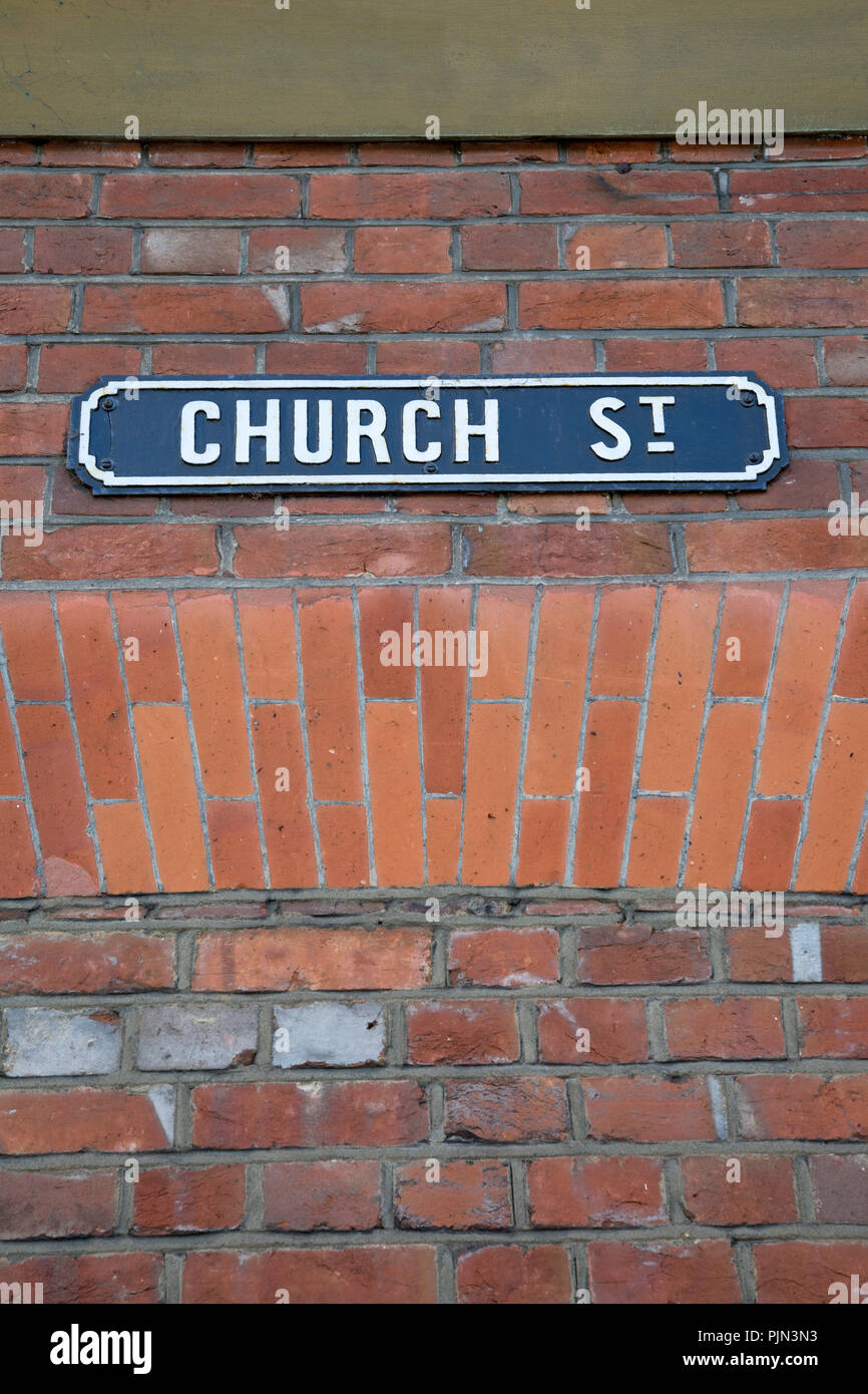 Church Street Sign on Brick Wall Stock Photo - Alamy
