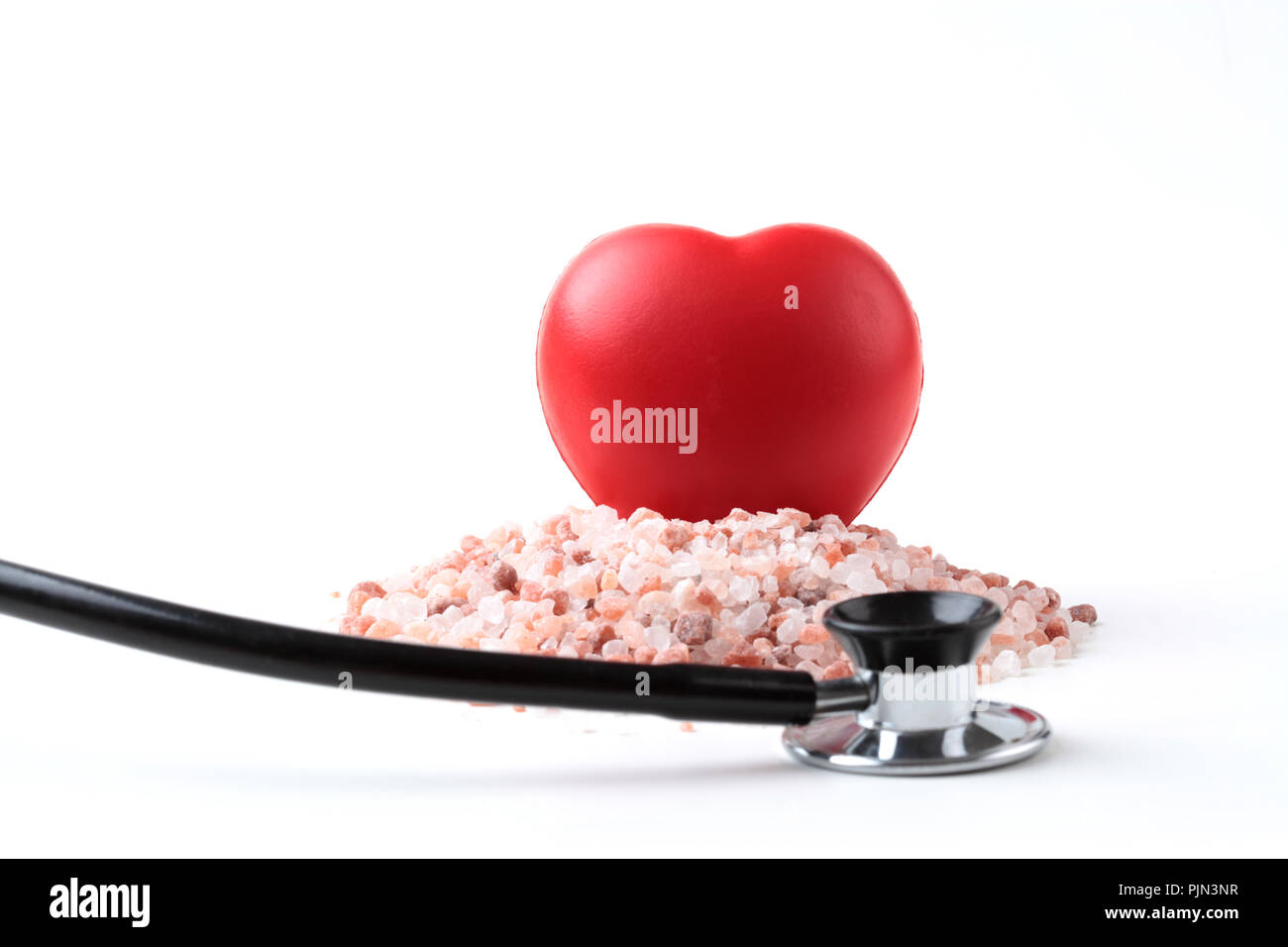 Himalaya Salt Pile With Heart and Stethoscope Isolated on White ...