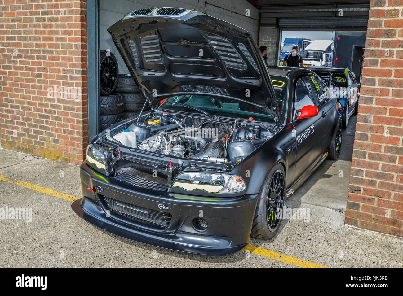 2001 BMW M3 E46 of Alister Scott in the pits garage undergoing ...