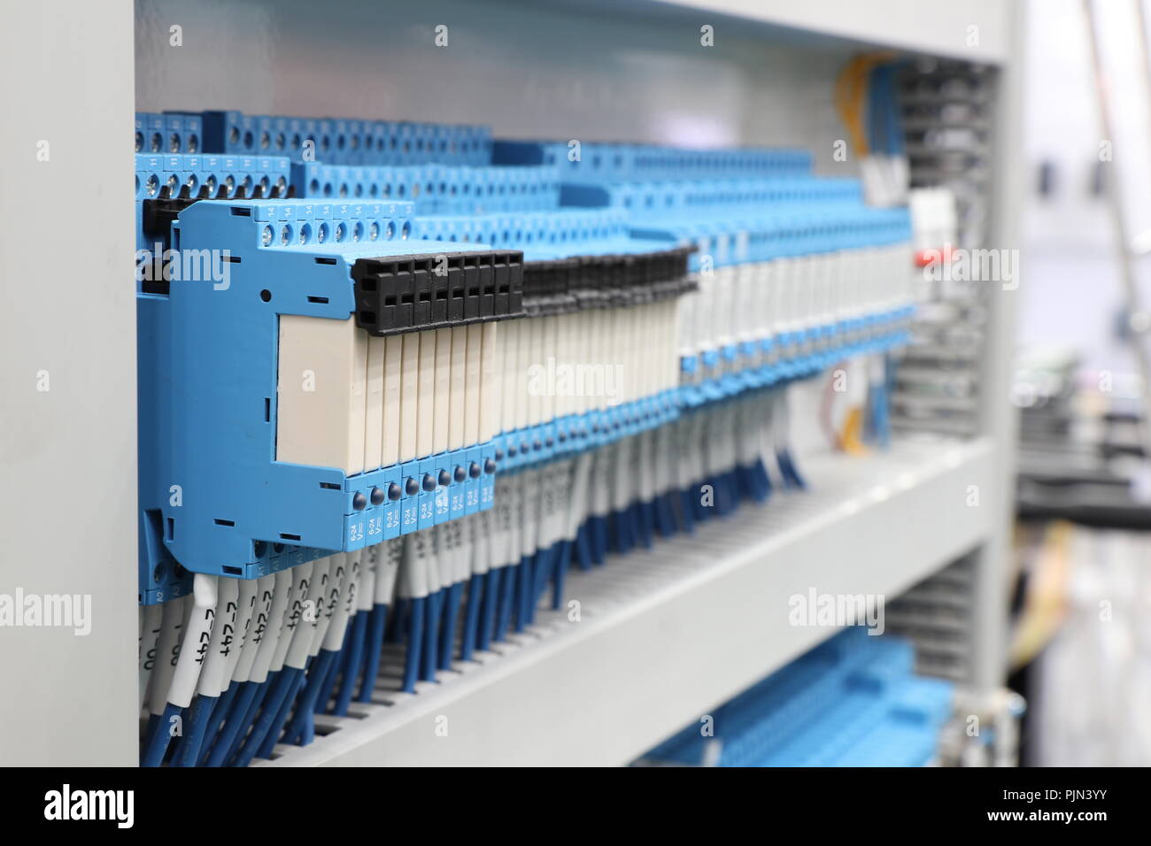 wired electrical board with terminals for industrial machine Stock ...