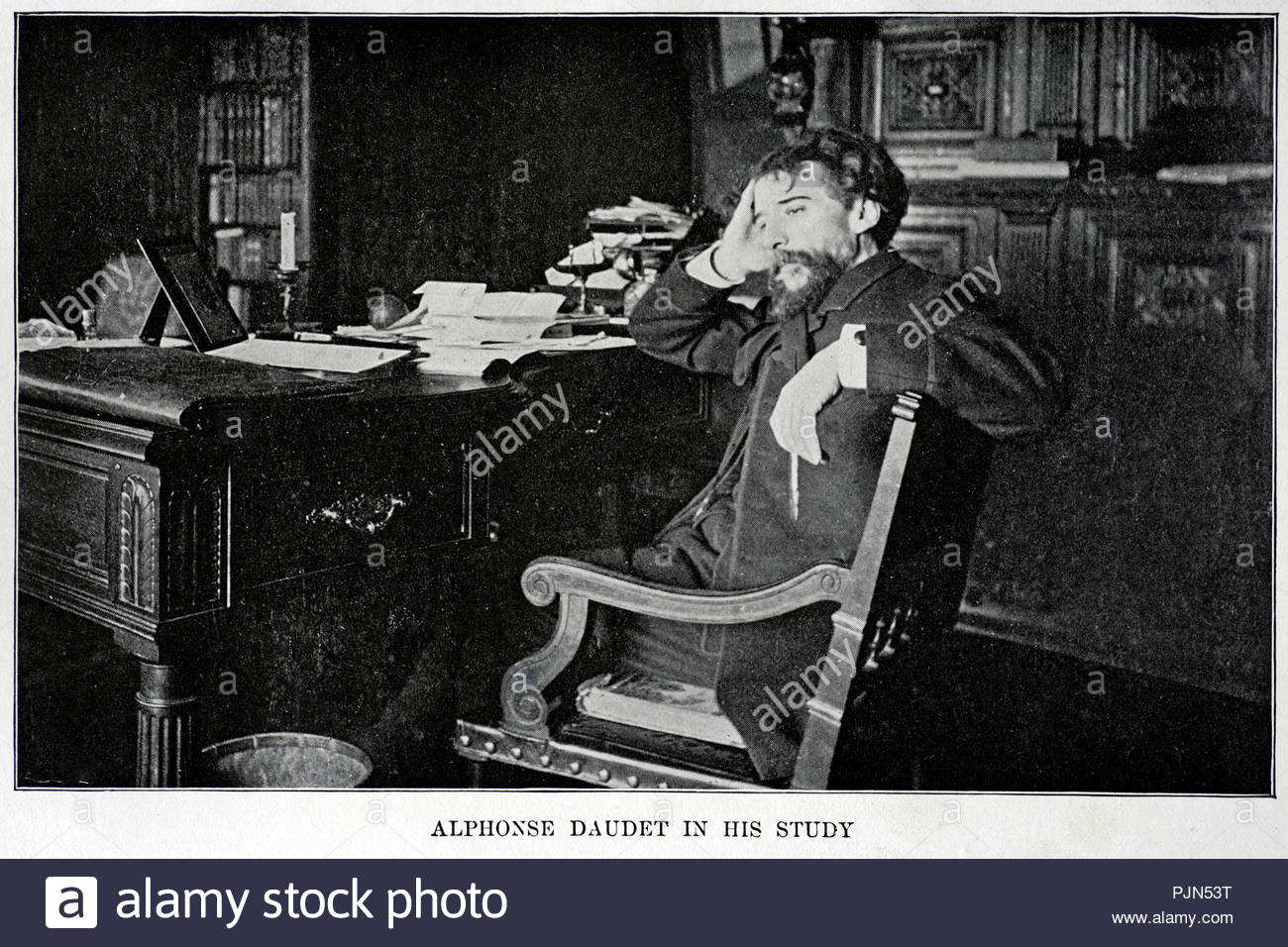Alphonse Daudet in his study, 1840 – 1897, was a French novelist ...