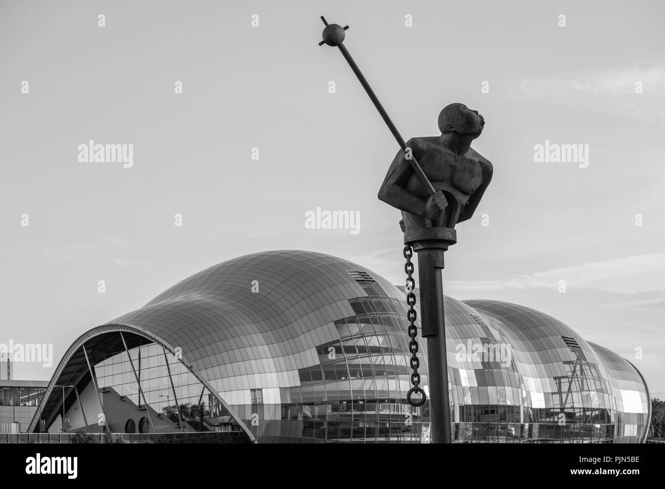 Newcastle, England - August 2, 2018: Modern sculpture in front of Sage ...