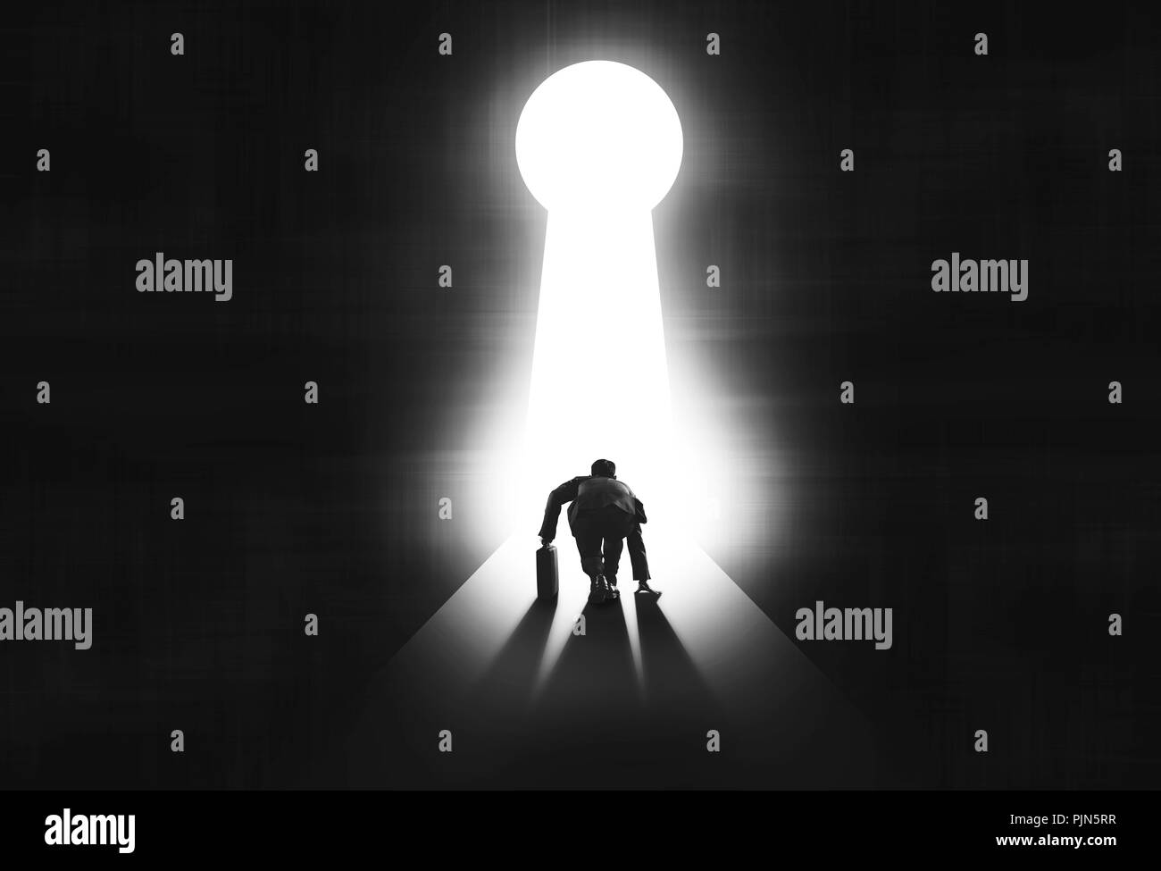 A businessman on a track ready for race in business Stock Photo - Alamy