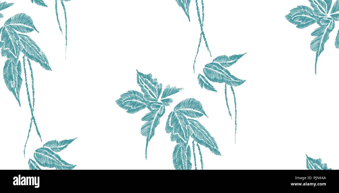 Tropical leaves seamless background pattern. Vector illustration hand ...