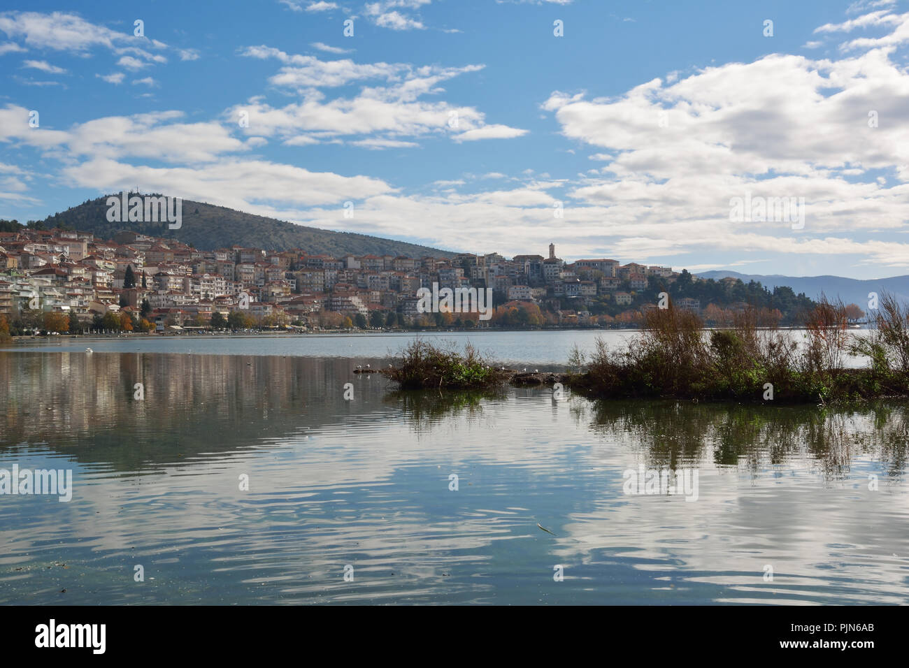 Town view by lake orestiada waterfront hi-res stock photography and ...