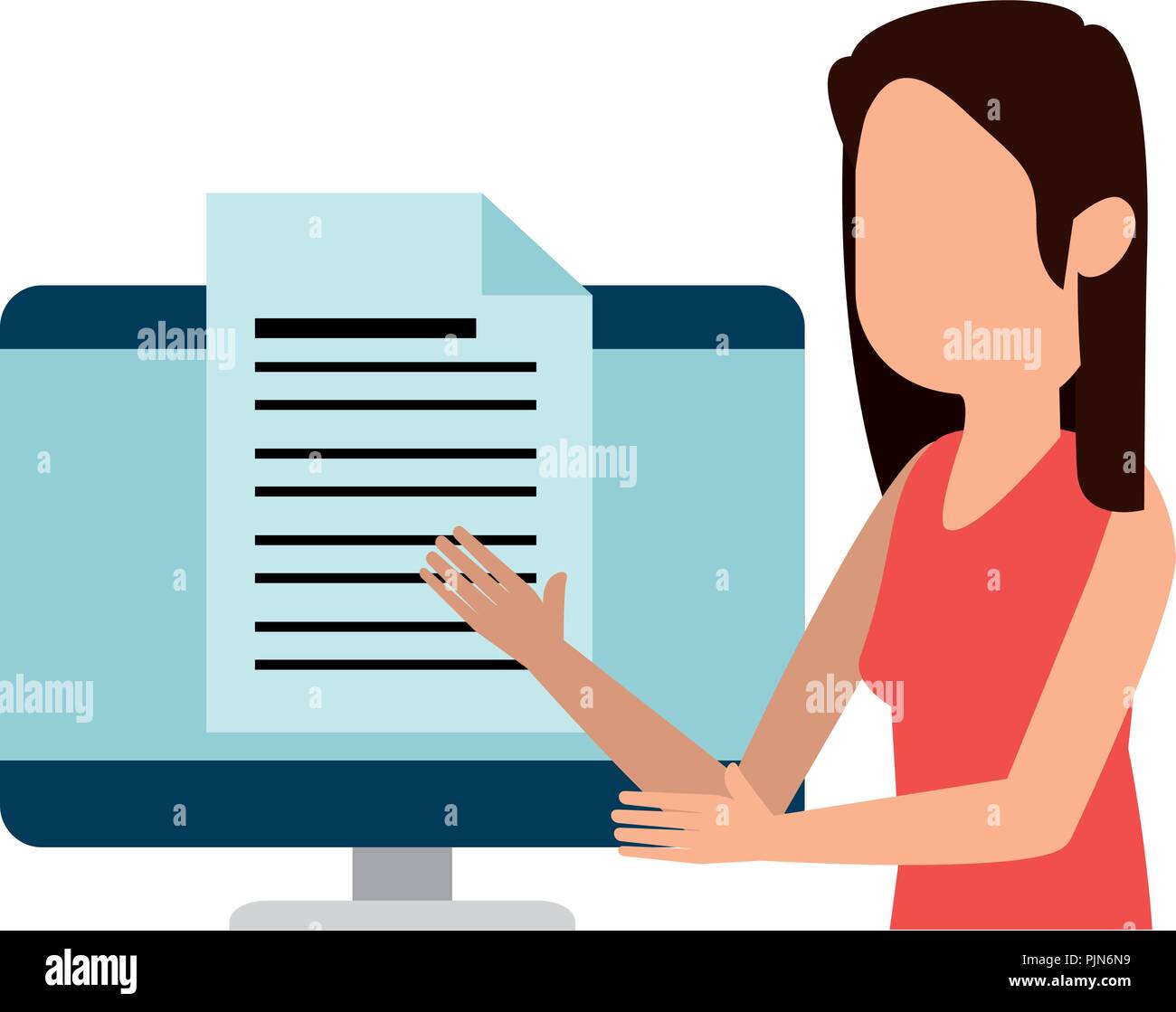 Girl presenting computer Stock Vector Images - Alamy