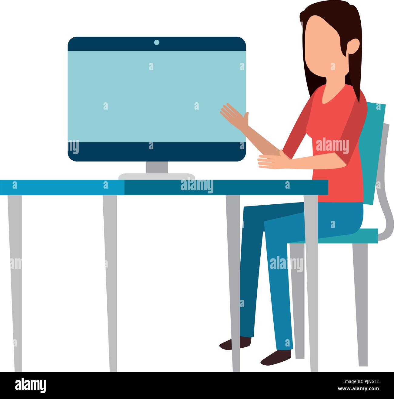 woman teaching in computer character Stock Vector Image & Art - Alamy
