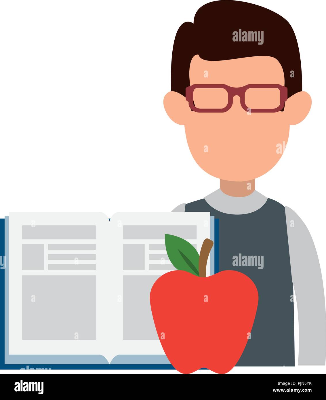 man teaching with apple and book character Stock Vector Image & Art - Alamy