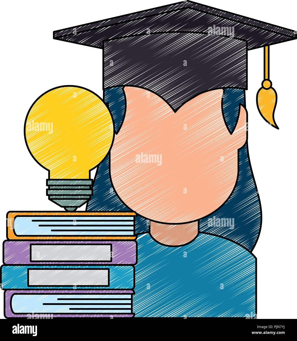 woman student graduated with books and bulb Stock Vector Image & Art ...