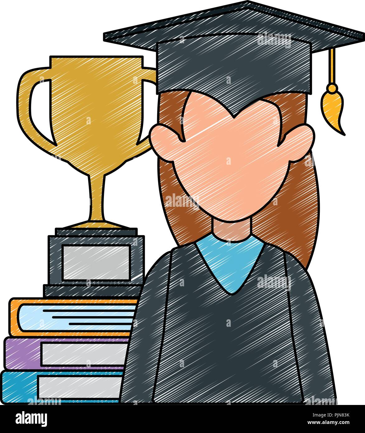 woman student graduated with trophy and books Stock Vector Image & Art ...