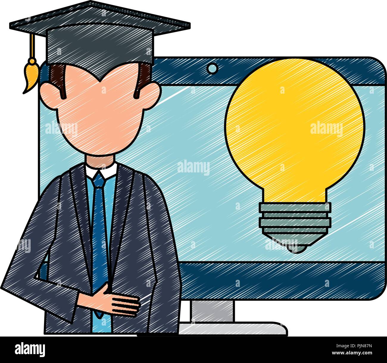 student graduated with computer and bulb Stock Vector Image & Art - Alamy