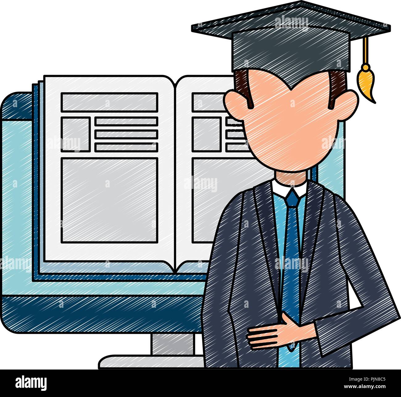 student graduated with computer and ebook Stock Vector Image & Art - Alamy