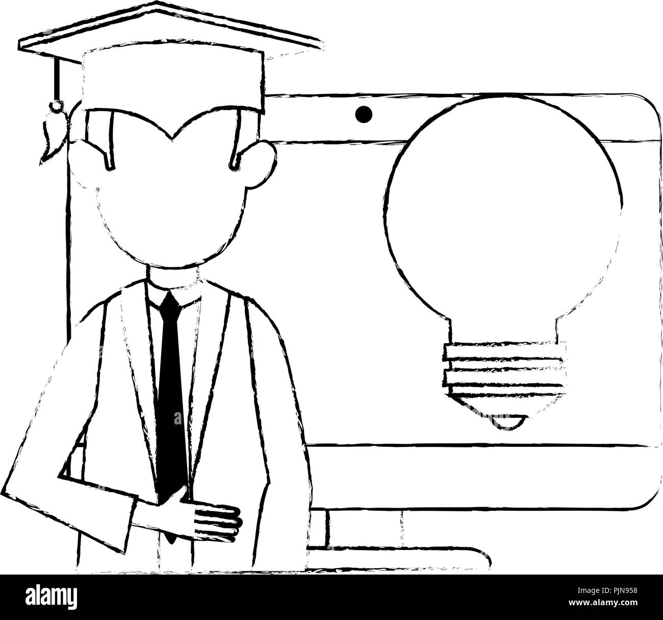student graduated with computer and bulb Stock Vector Image & Art - Alamy
