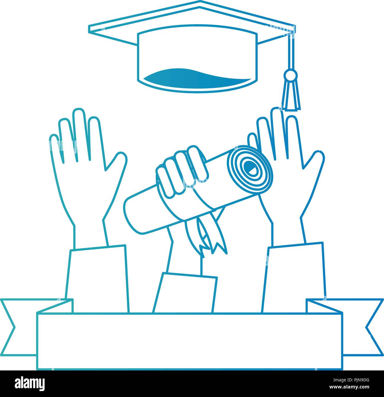Graduation cap throwing hands vector hi-res stock photography and ...