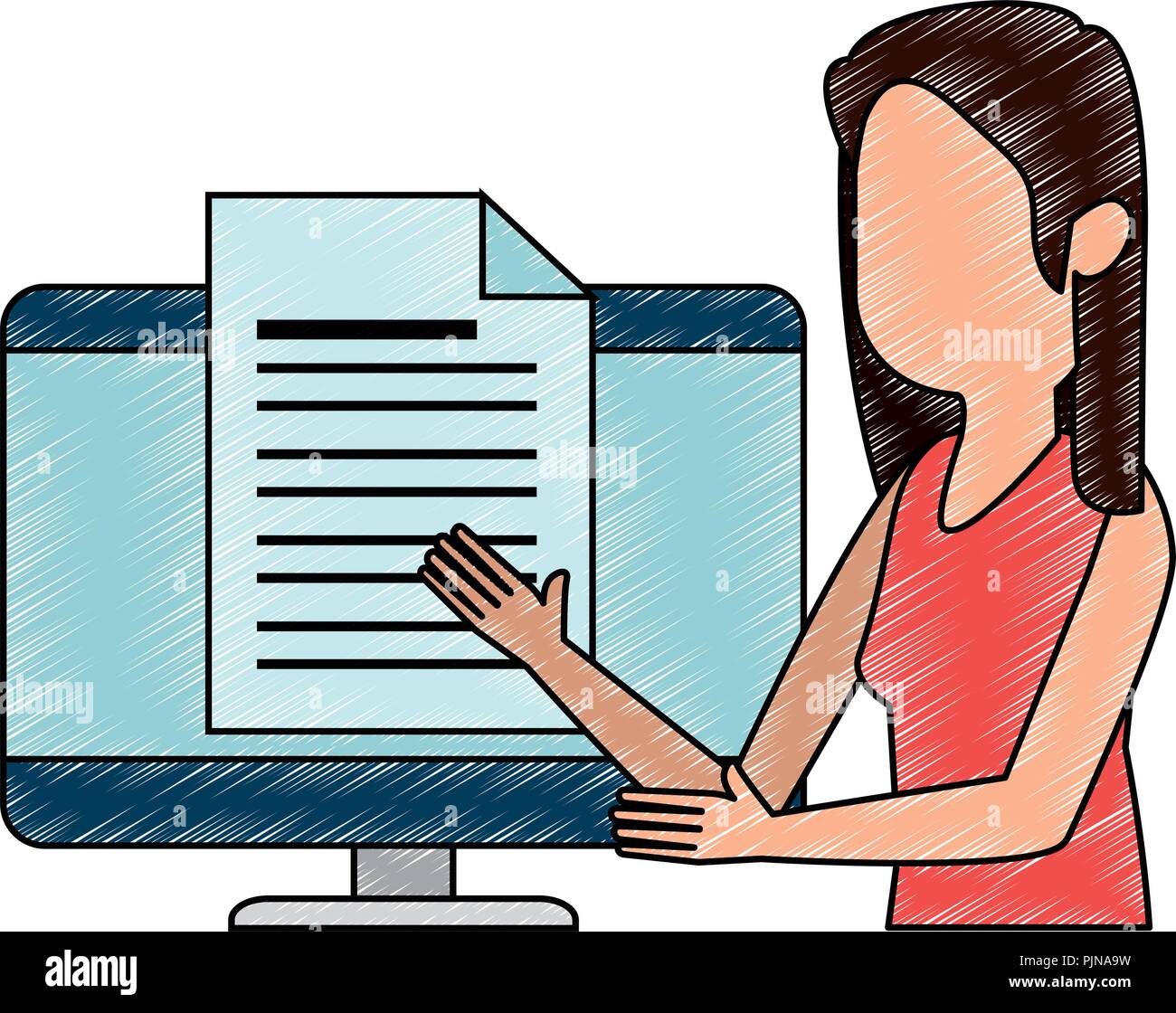 woman teaching in computer character Stock Vector Image & Art - Alamy