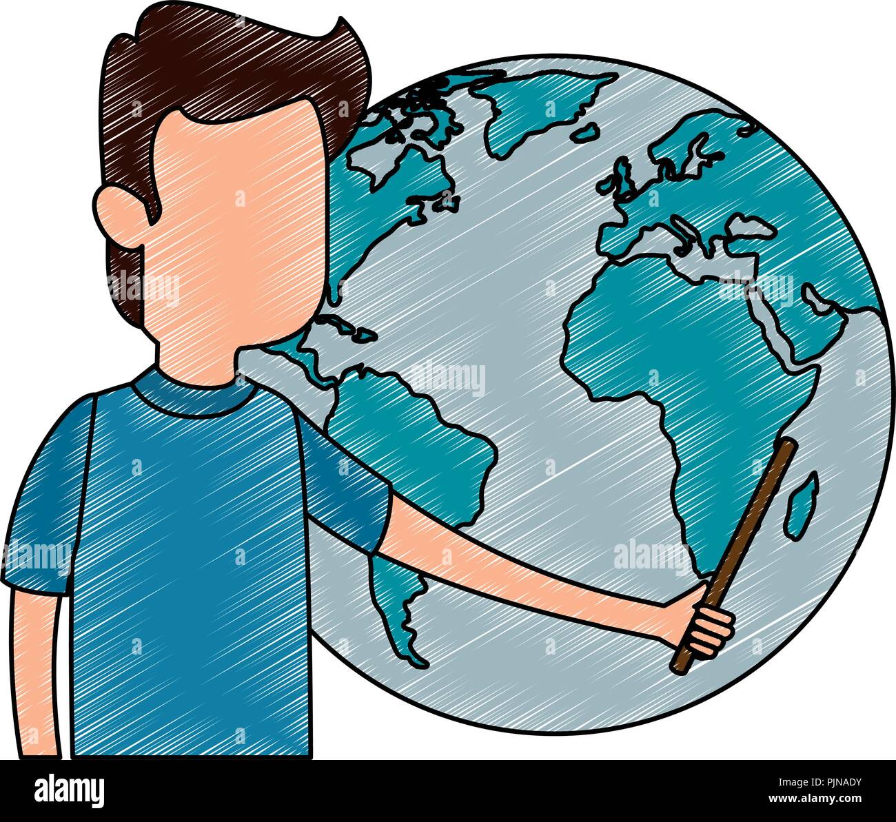 Businessman pointing global world Stock Vector Images - Alamy