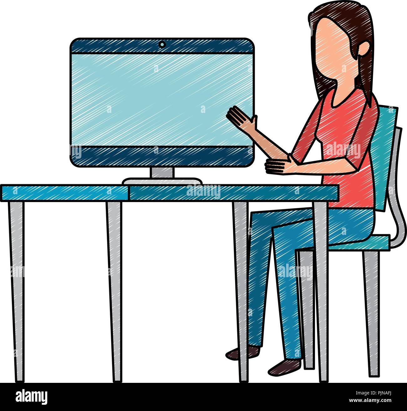 woman teaching in computer character Stock Vector Image & Art - Alamy
