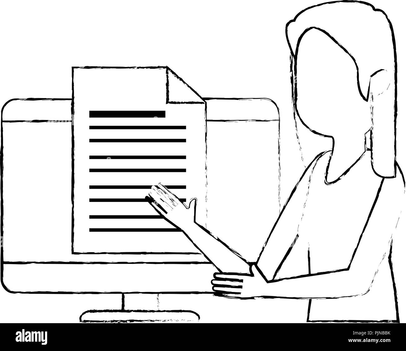 woman teaching in computer character Stock Vector Image & Art - Alamy