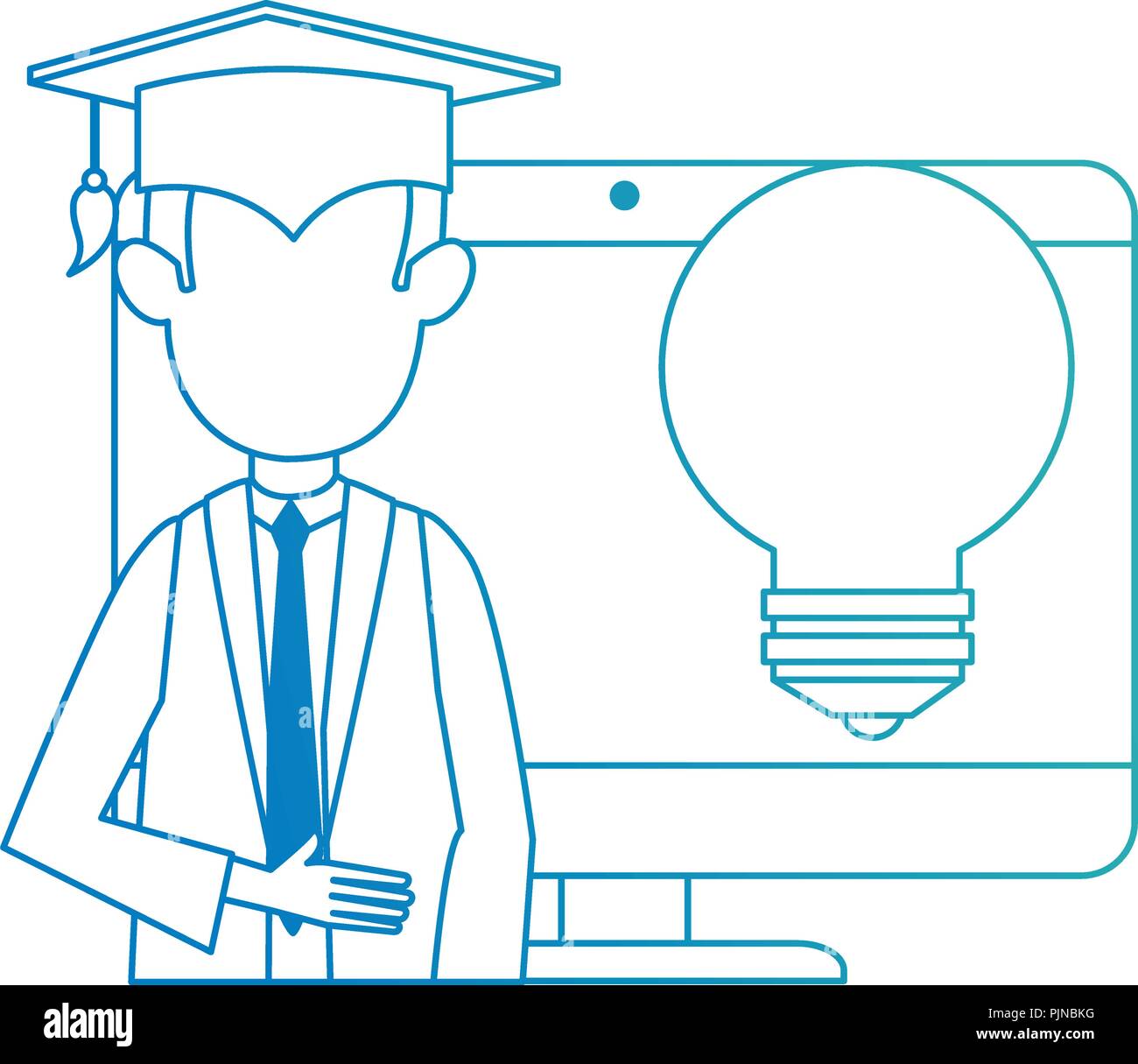 student graduated with computer and bulb Stock Vector Image & Art - Alamy