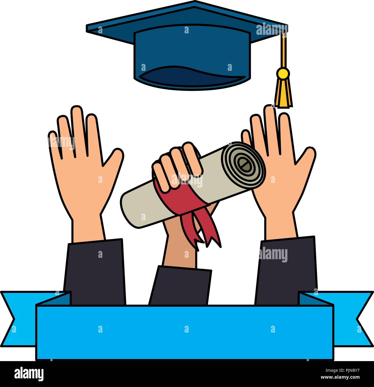 Graduation cap throwing hands vector hi-res stock photography and ...