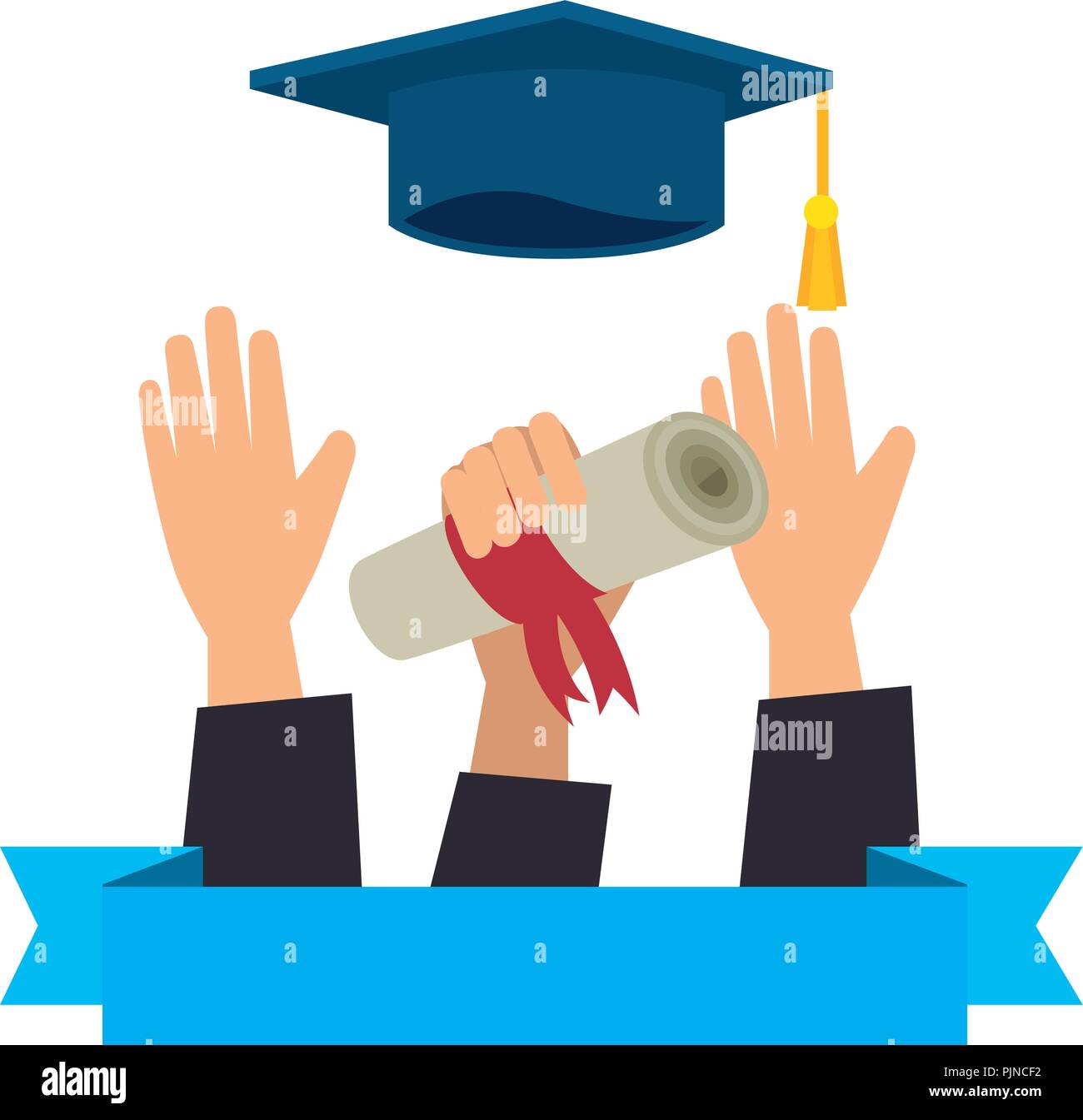 Graduation cap throwing hands vector hi-res stock photography and ...
