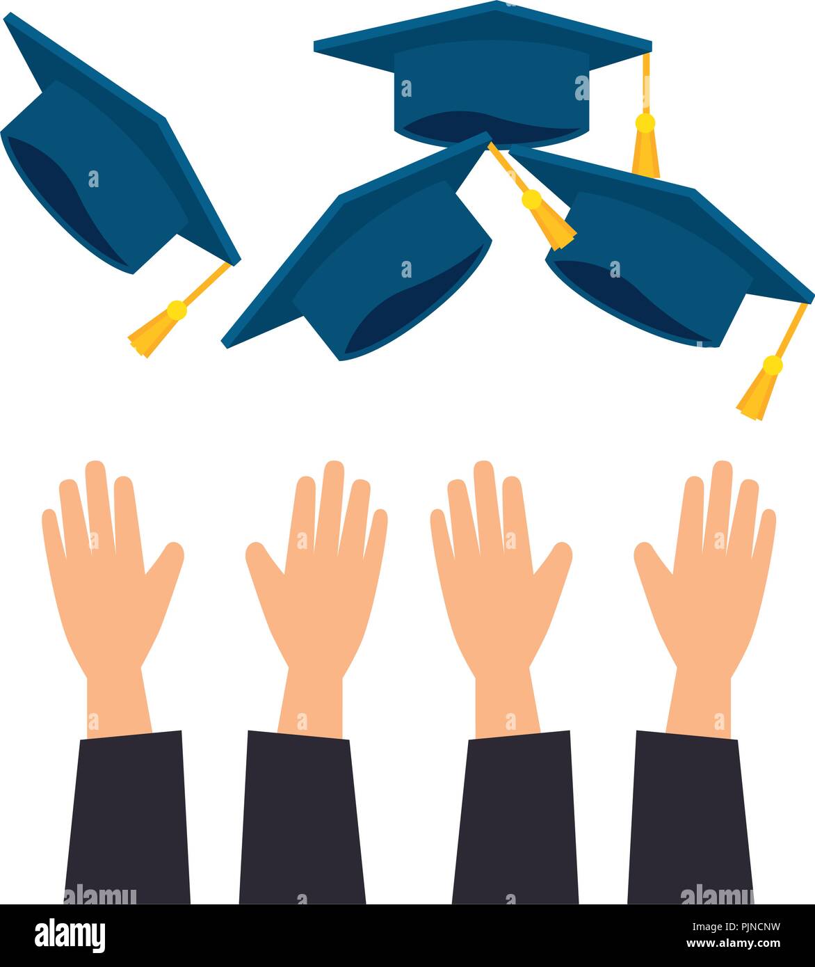 Graduation cap throwing hands vector hi-res stock photography and ...