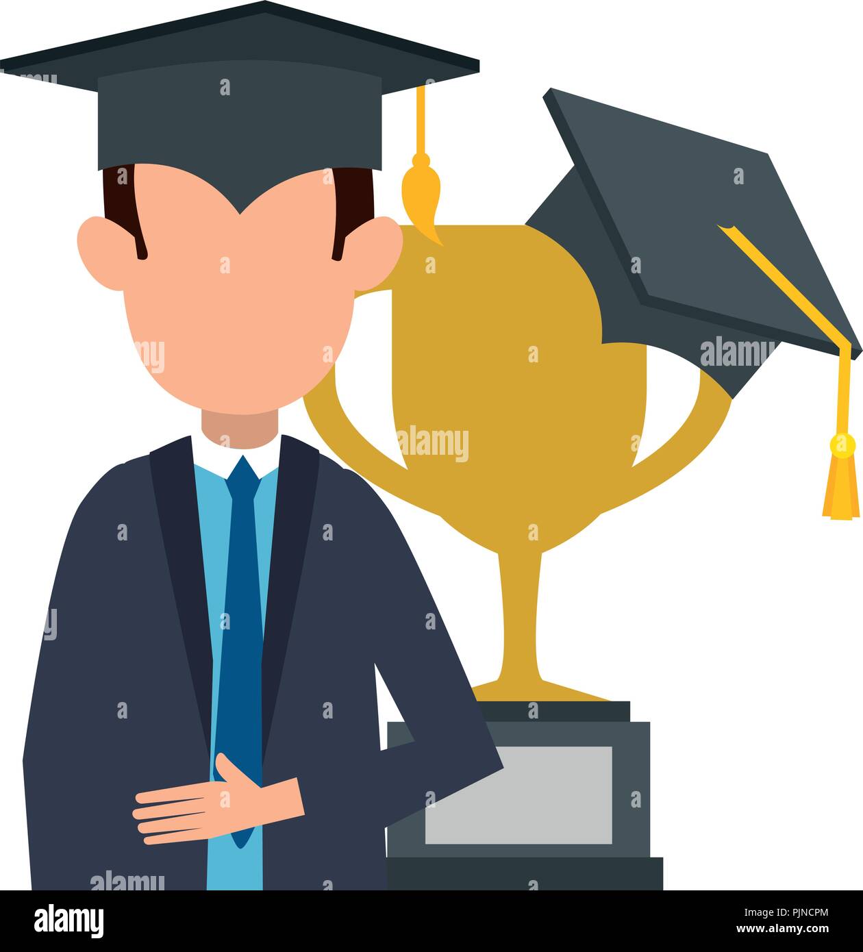 student graduated with trophy cup Stock Vector Image & Art - Alamy