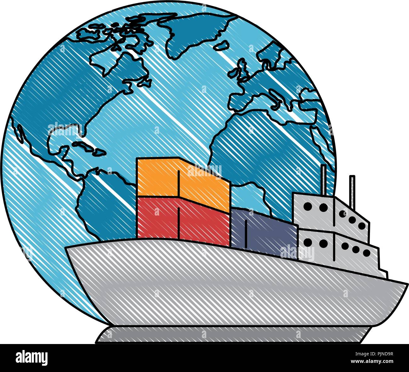 world planet earth with cargo ship Stock Vector Image & Art - Alamy