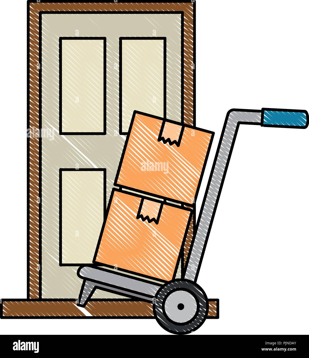 cart with boxes and door delivery service Stock Vector Image & Art - Alamy